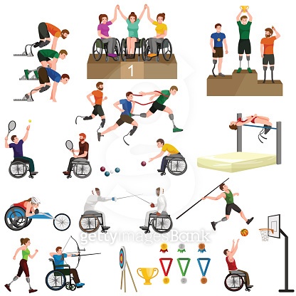Disable Handicap Sport Paralympic Games Stick Figure Pictogram Icons ...