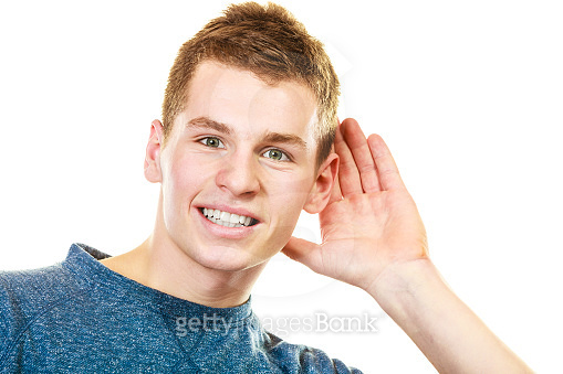 gossip boy with hand behind ear spying 이미지 (625092894) - 게티이미지뱅크