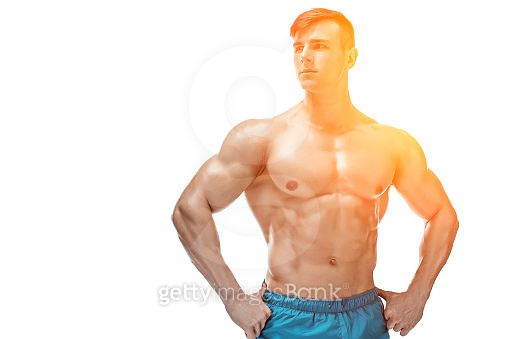 Image of muscle man posing in studio (599144348) - 게티이미지뱅크