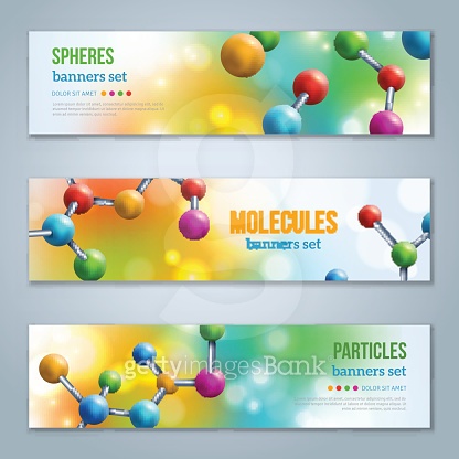 Horizontal Banners with colorful spherical particles. 이미지 (523044564 ...