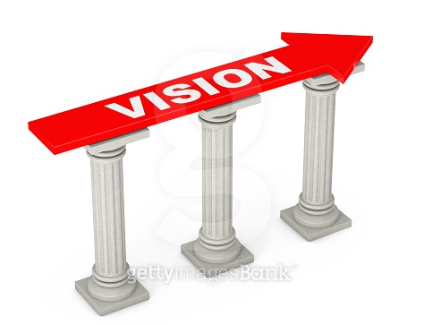 Red Progress Arrow with Vision Sign over Classic Columns. (524148702 ...