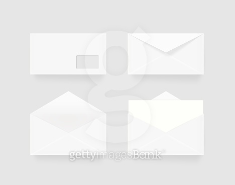 White blank envelope mock up set isolated. Empty post document ...