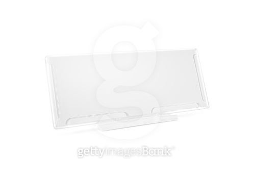 Plastic paper holder mock up stand on desk isolated. Nameplate 이미지 ...