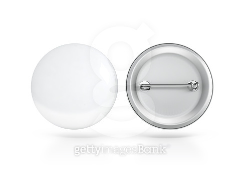 Blank white button badge mockup, front and back side, clipping ...