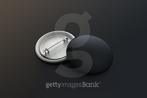 Blank black button badge stack mock up, clipping path (610152002) - 게티이미지뱅크
