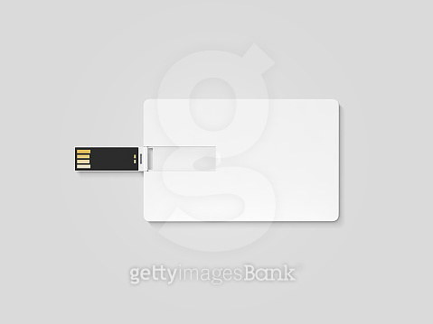 Blank white plastic wafer usb card design mockup, clipping path ...