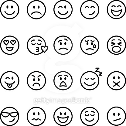 Set of line emoticons 이미지 (517996902) - 게티이미지뱅크