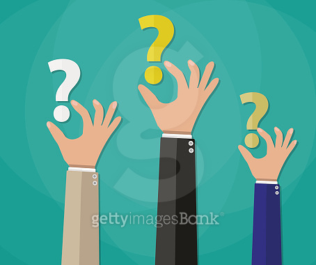 Concept of questioning, hands question marks 이미지 (599984392) - 게티이미지뱅크