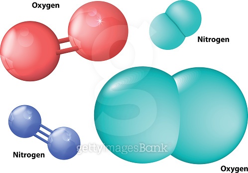 nitrogen and oxygen molecule 이미지 (505222252) - 게티이미지뱅크
