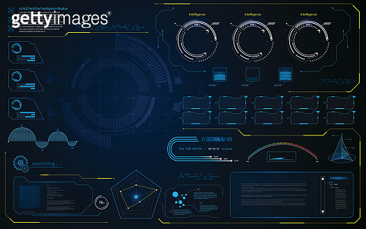 abstract HUD UI interface data diagnostics conept design template ...