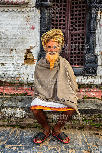 Wandering sadhu baba (holy man) in ancient Pashupatinath Temple ...
