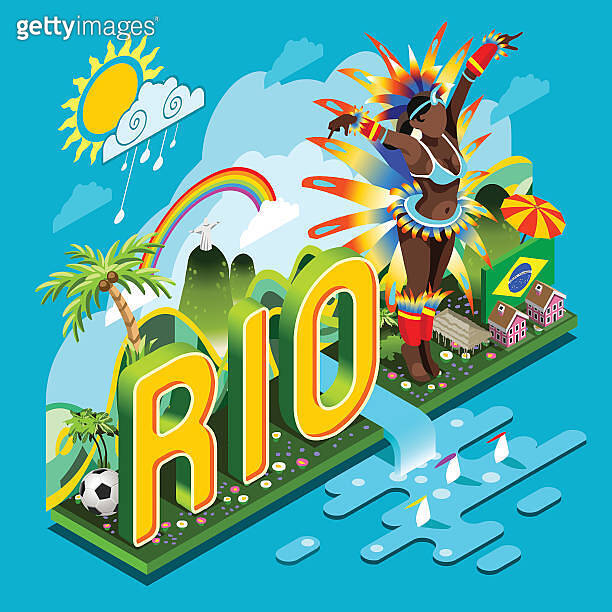 Brasil Rio Summer Infographic Isometric Soccer Field Landmarks Carnival ...