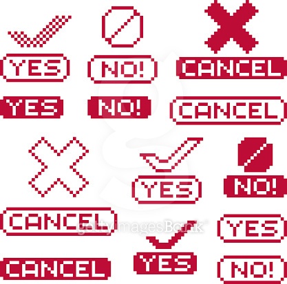 Yes, no and cancel inscriptions with checkmarks 이미지 (545450786) - 게티이미지뱅크
