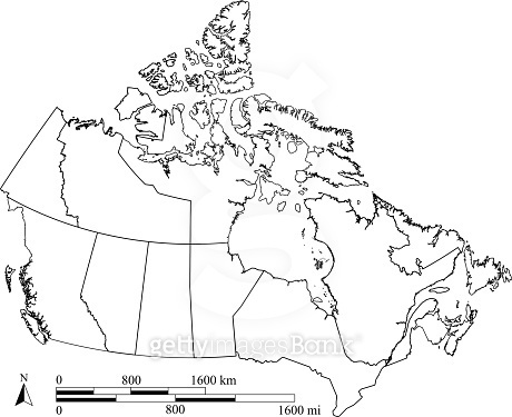 Canada map outline vector with scales in a blank design 이미지 (507455130 ...
