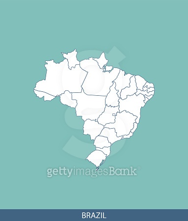 Brazil map outline vector with states borders in blue background 이미지 ...