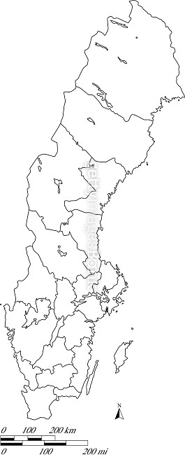 Sweden map outline vector with scales in a blank design 이미지 (507528110 ...