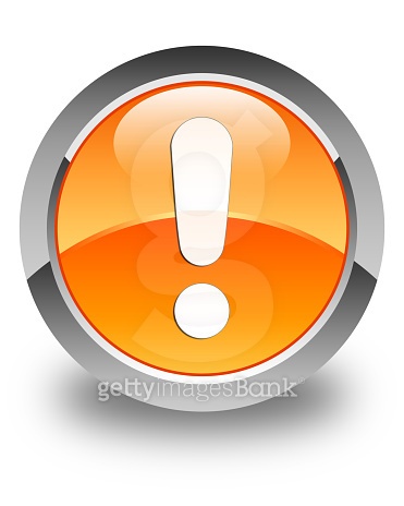 Exclamation mark icon glossy orange round button 이미지 (505373732) - 게티이미지뱅크