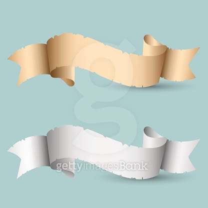 Two Vintage paper Ribbon Banners with shadow 이미지 (588956580) - 게티이미지뱅크