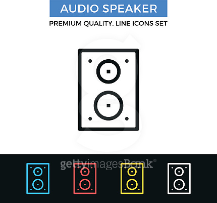 Vector audio speaker icon. Studio monitors. Thin line icons set 이미지 ...