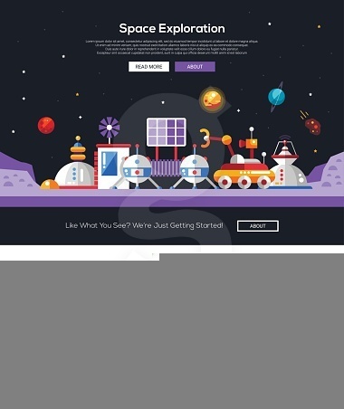 Space, solar system website template with header and icons (516684302 ...