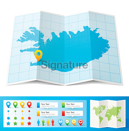 Iceland Map with location pins isolated on white Background (503547408 ...