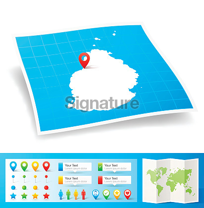Mauritius Map with location pins isolated on white Background ...