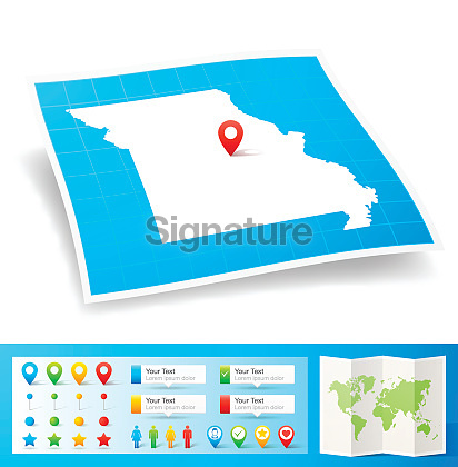 Missouri Map with location pins isolated on white Background (503953126 ...