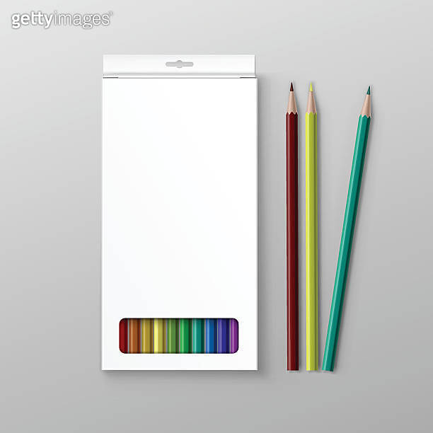 Vector Box of Colored Pencils Isolated on Background 이미지 (520805238 ...