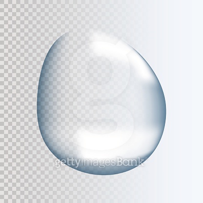 Realistic pure transparent water drop with shadow on gray background ...