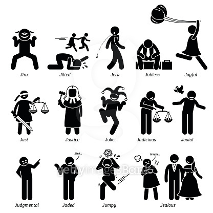 Positive Negative Neutral Personalities Character Traits. Stick Figures ...