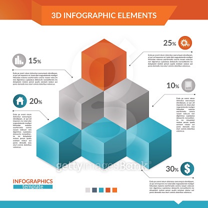 3d infographics pyramid of cubes chart. (584752616) - 게티이미지뱅크
