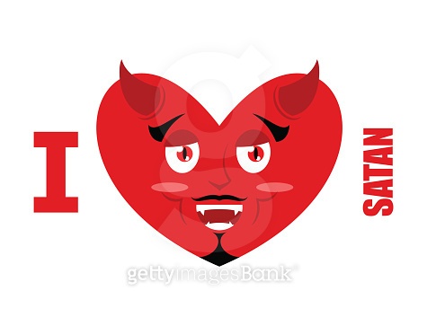 I love Satan. Symbol heart and Red devil with horns (589544734) - 게티이미지뱅크