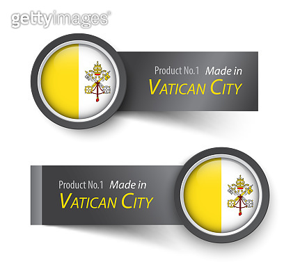 Flag icon and label with text made in Vatican city (871063384) - 게티이미지뱅크