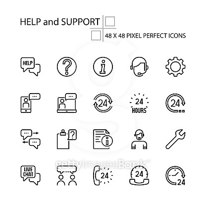 HELP and SUPPORT vector line 48x48 Pixel Perfect Icons 이미지 (680503054 ...