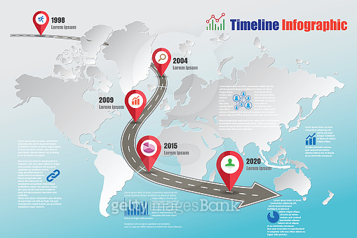 World Road Map Timeline Infographic, Vector Illustration 이미지 (652263928 ...