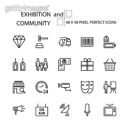 EXHIBITION and COMMUNITY vector line 48x48 Pixel Perfect Icons ...