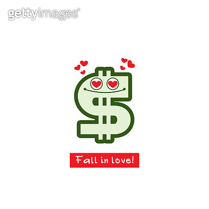 Dollar sign with face. Concept - icon with a cheerful character. Cute ...