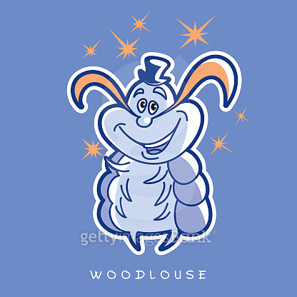 Vector illustration of funny insects in cartoon style. One wood louse ...