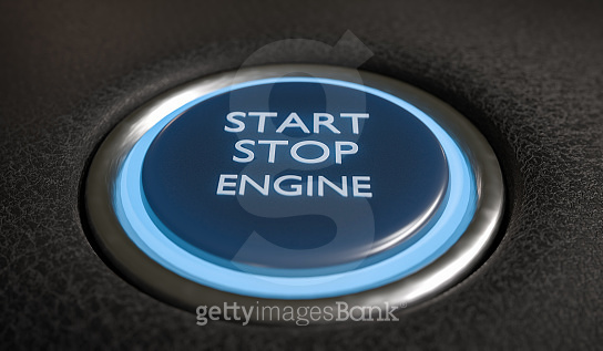 Start stop engine button in car interior. 3D rendered illustration. 이미지 ...