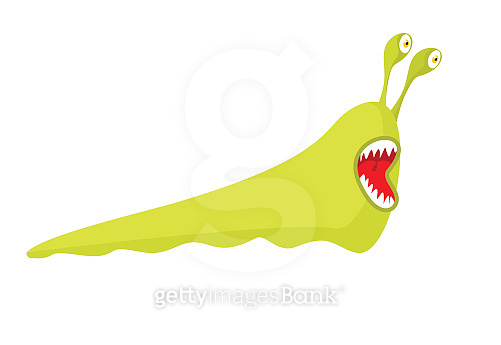 Slug isolated. Green Monster Insect pests. Worm parasite with teeth ...