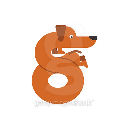 Figure 8 dog. Dachshund font eight. Home pet ABC symbol. Home animal An ...