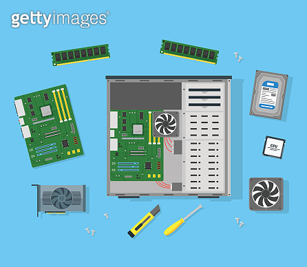 Cartoon Personal Computer Components. Vector 이미지 (845860168) - 게티이미지뱅크