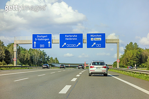 freeway road sign on Autobahn A81, Stuttgart / Vaihingen - Karlsruhe ...