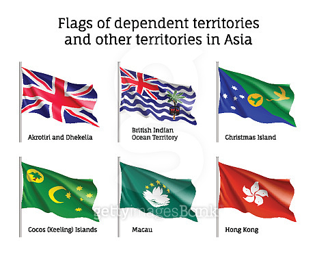 Waving flags of dependent territories 이미지 (696635178) - 게티이미지뱅크