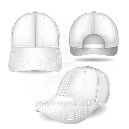 Cap mockup in front, side and back views. Vector template. Fully ...