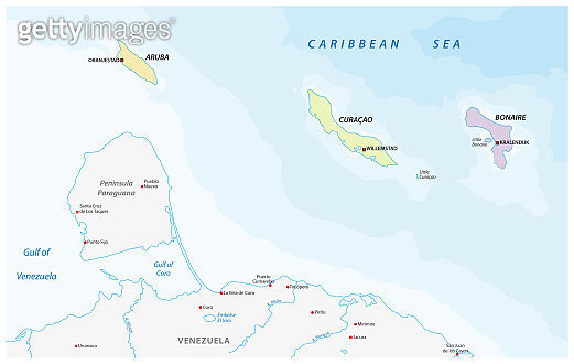 location map of the ABC islands in the Caribbean sea 이미지 (892114334 ...