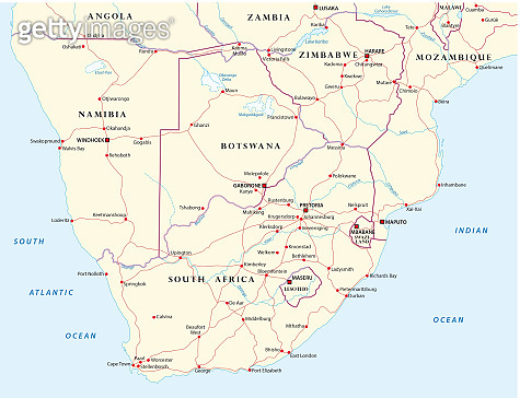 Road map of states of southern Africa 이미지 (864582532) - 게티이미지뱅크