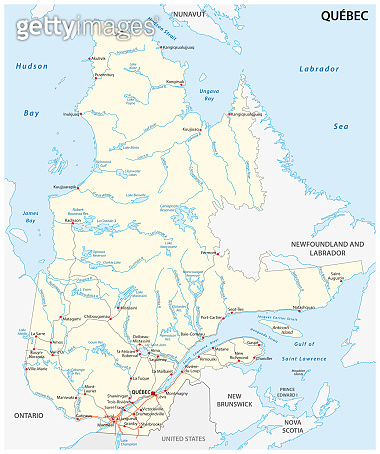 quebec road map (891527854) 일러스트, 무료 일러스트 - 게티이미지뱅크