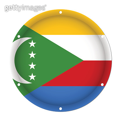 round metallic flag of Comoros with screw holes (819629182) - 게티이미지뱅크