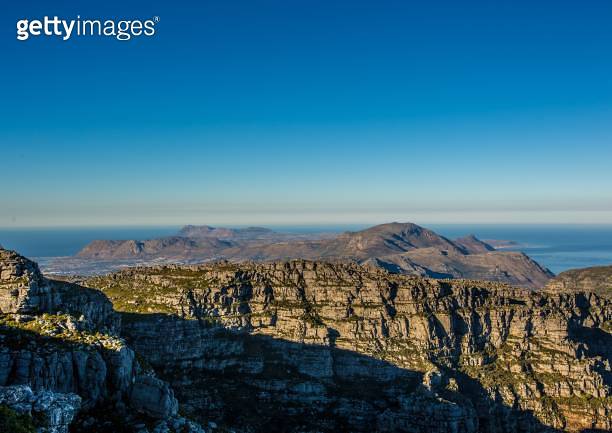 Landscape on top of the table mountain nature reserve in Cape Town at ...